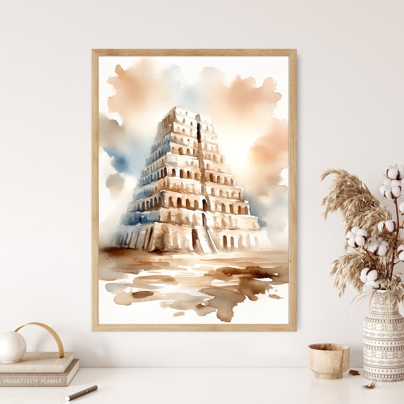 Tower of Babel Canvas Wall Art Poster Holy Modern Bible Verse Art Old ...