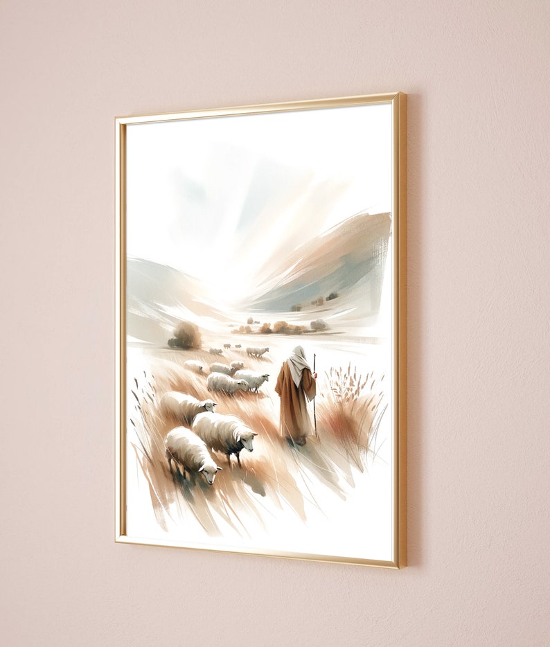 Lord Jesus My Shepherd Watercolor Wall Art Poster Bible Scene Modern ...