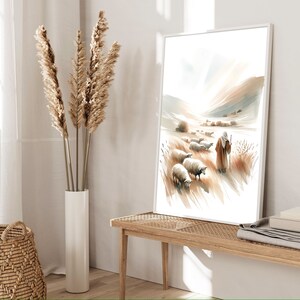 Lord Jesus My Shepherd Watercolor Wall Art Poster Bible Scene Modern ...