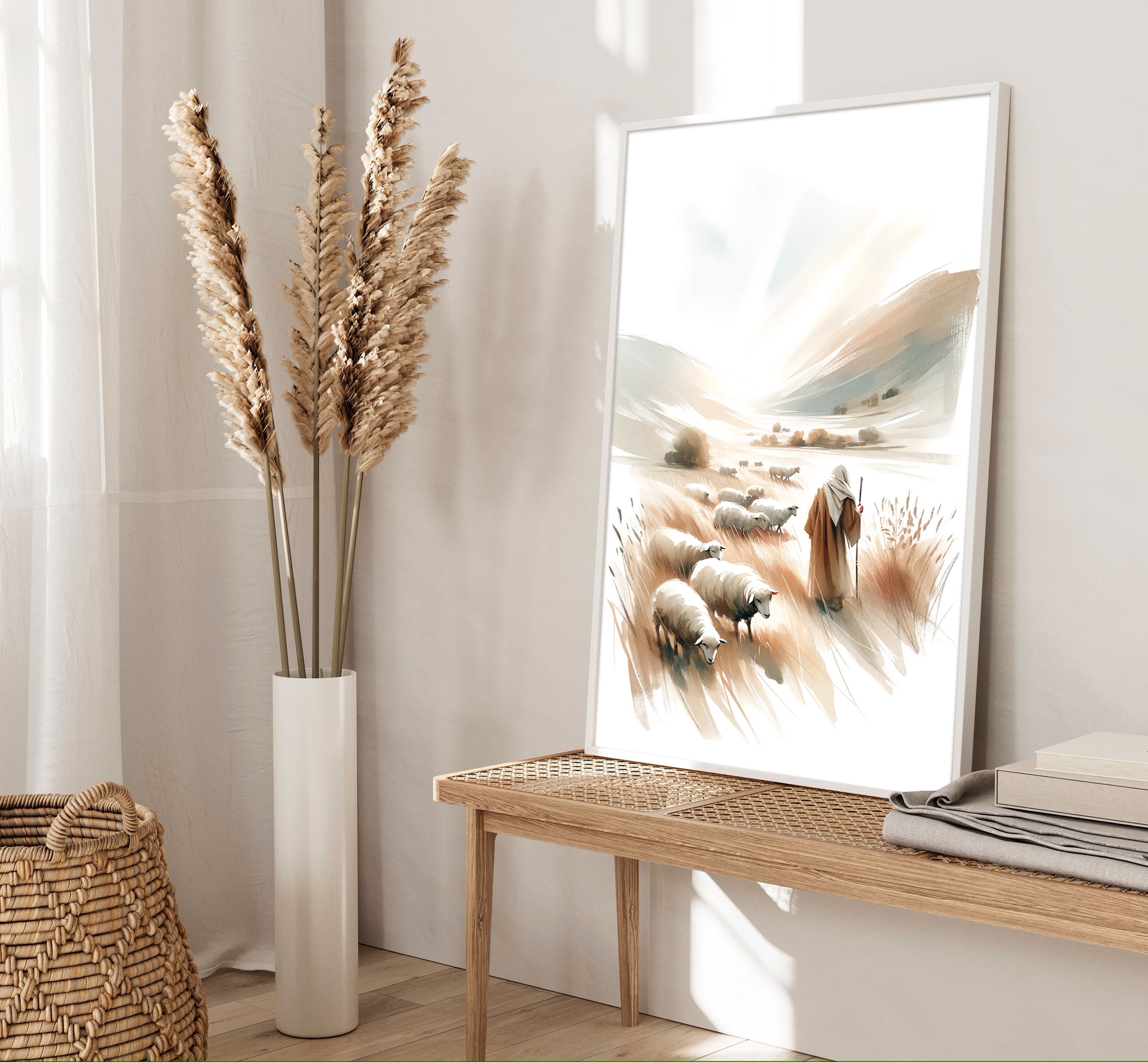 Lord Jesus My Shepherd Watercolor Wall Art Poster Bible Scene Modern ...