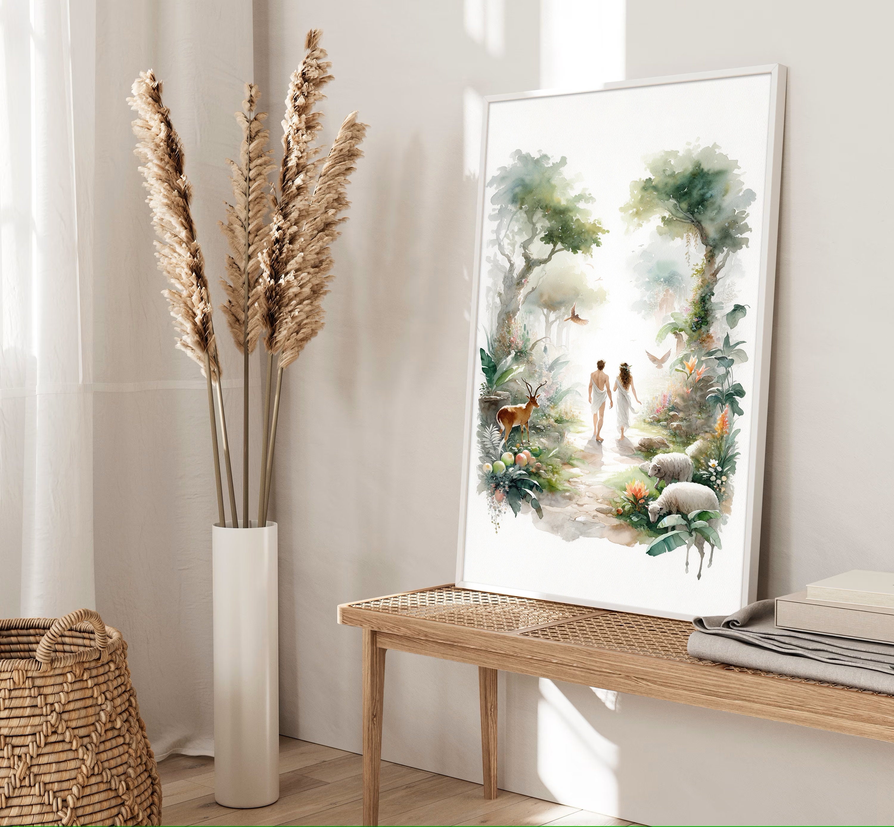 Adam and Eve Art Paradise Holy Garden of Eden Poster Print Home Decor ...