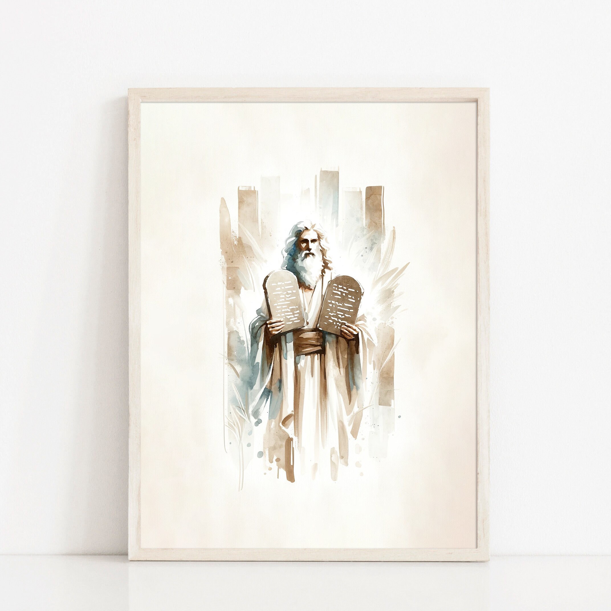 Moses Ten Commandments Tablets Canvas Wall Art Poster Holy Modern Bible ...