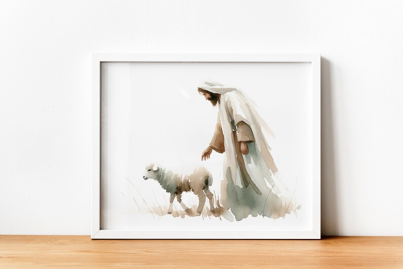 Parable of the Lost Sheep Canvas Wall Art Poster Jesus Leaves the 99 ...