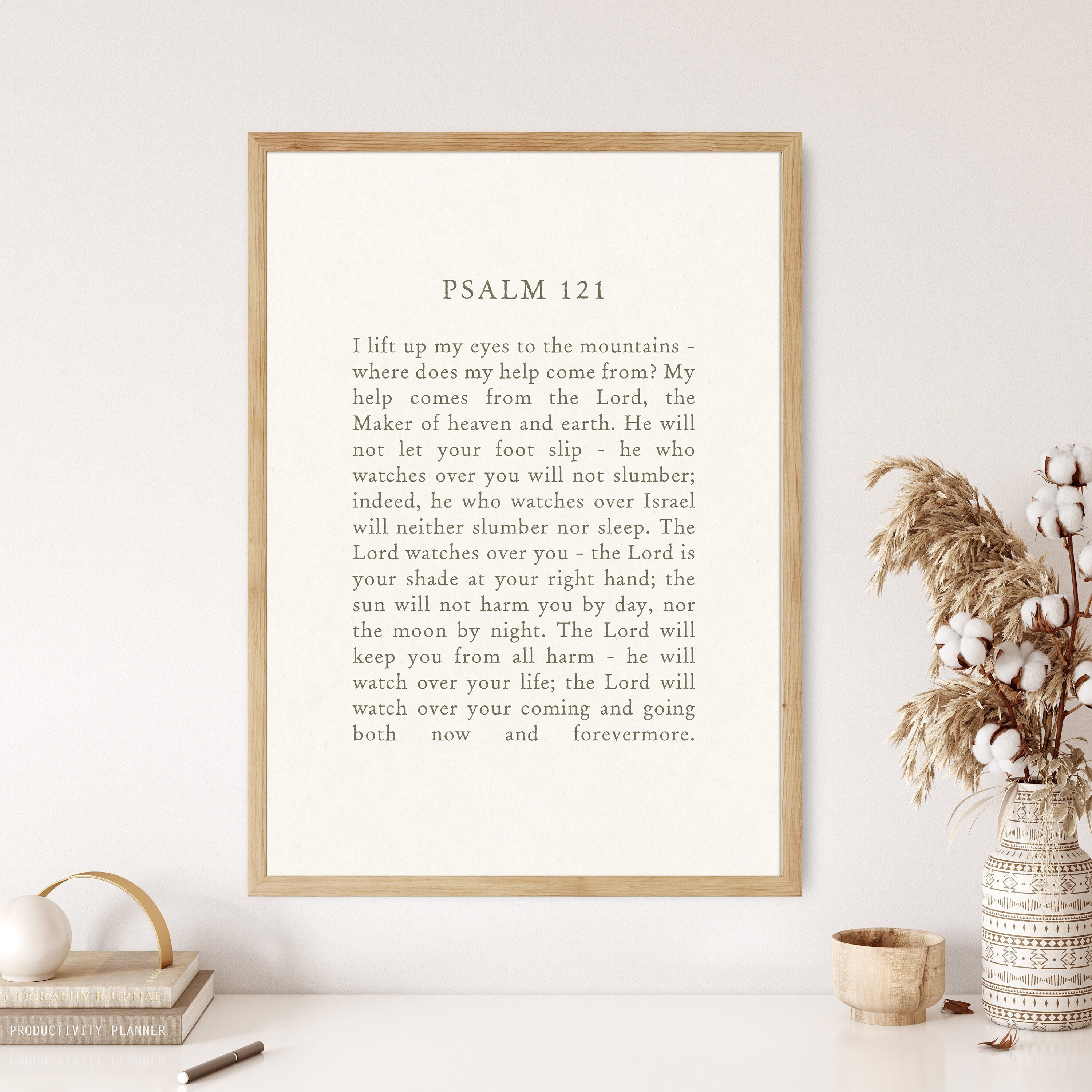 Psalm 121 Modern Typography Scripture Lift My Eyes Bible Verse Art ...