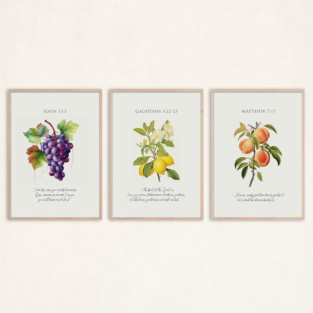 Fruit of the Holy Spirit Set of 3 Canvas Wall Art Poster Modern Bible ...