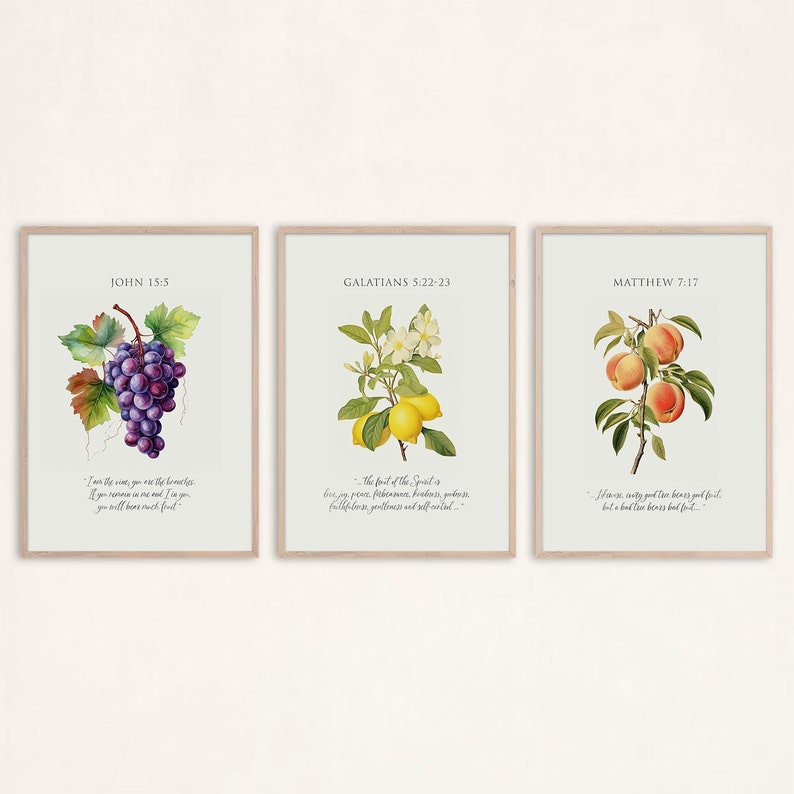 Fruit of the Holy Spirit Set of 3 Canvas Wall Art Poster Modern Bible ...