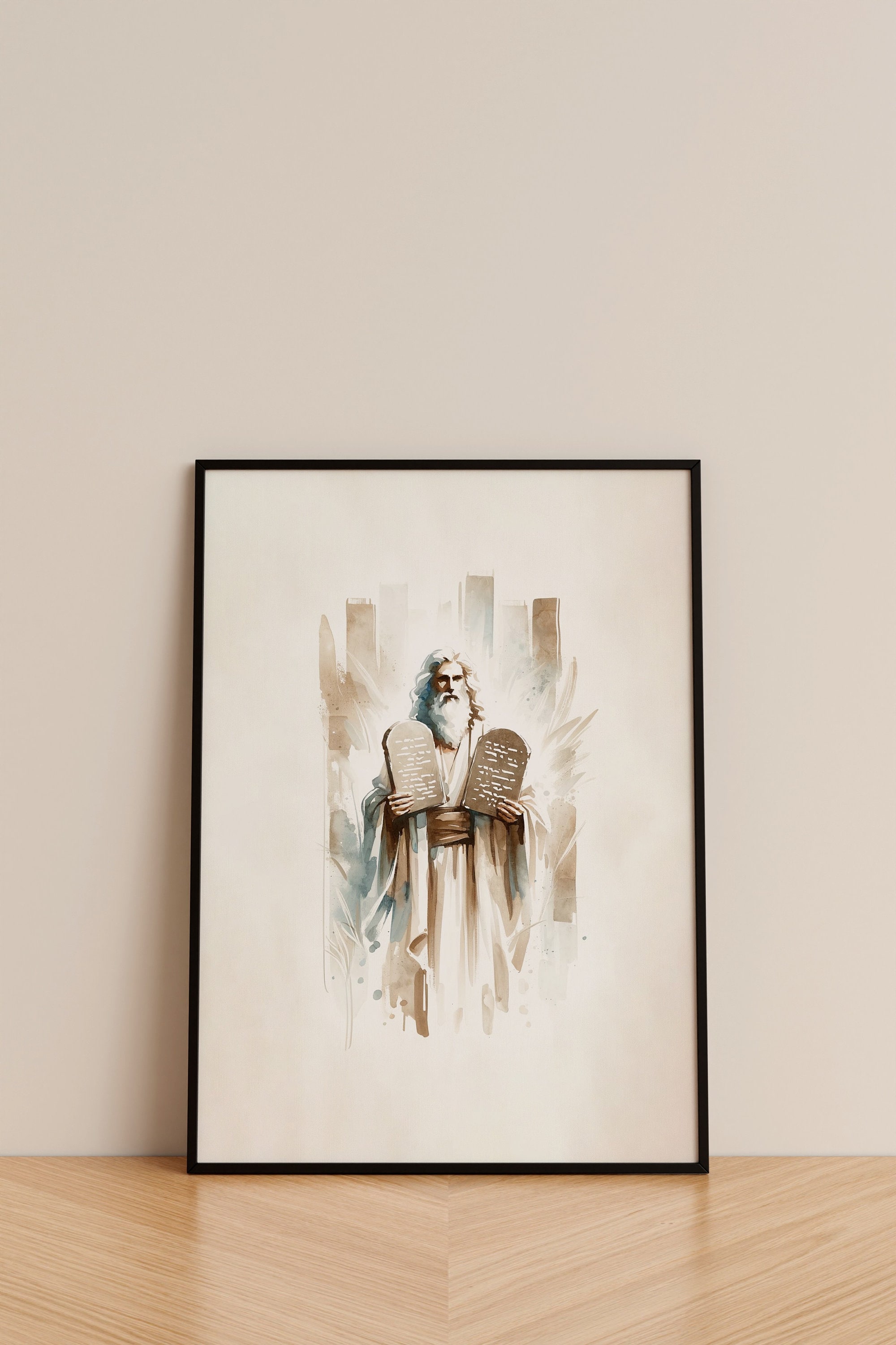 Moses Ten Commandments Tablets Canvas Wall Art Poster Holy Modern Bible ...
