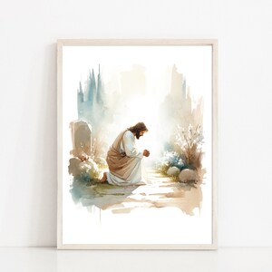 Jesus Prays in the Garden of Gethsemane Holy Bible Verse Canvas Wall ...