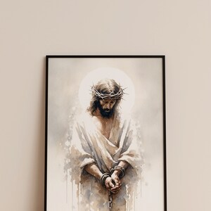 Jesus in Chains the Crucifixion Poster Bible Wall Art Boho Modern ...