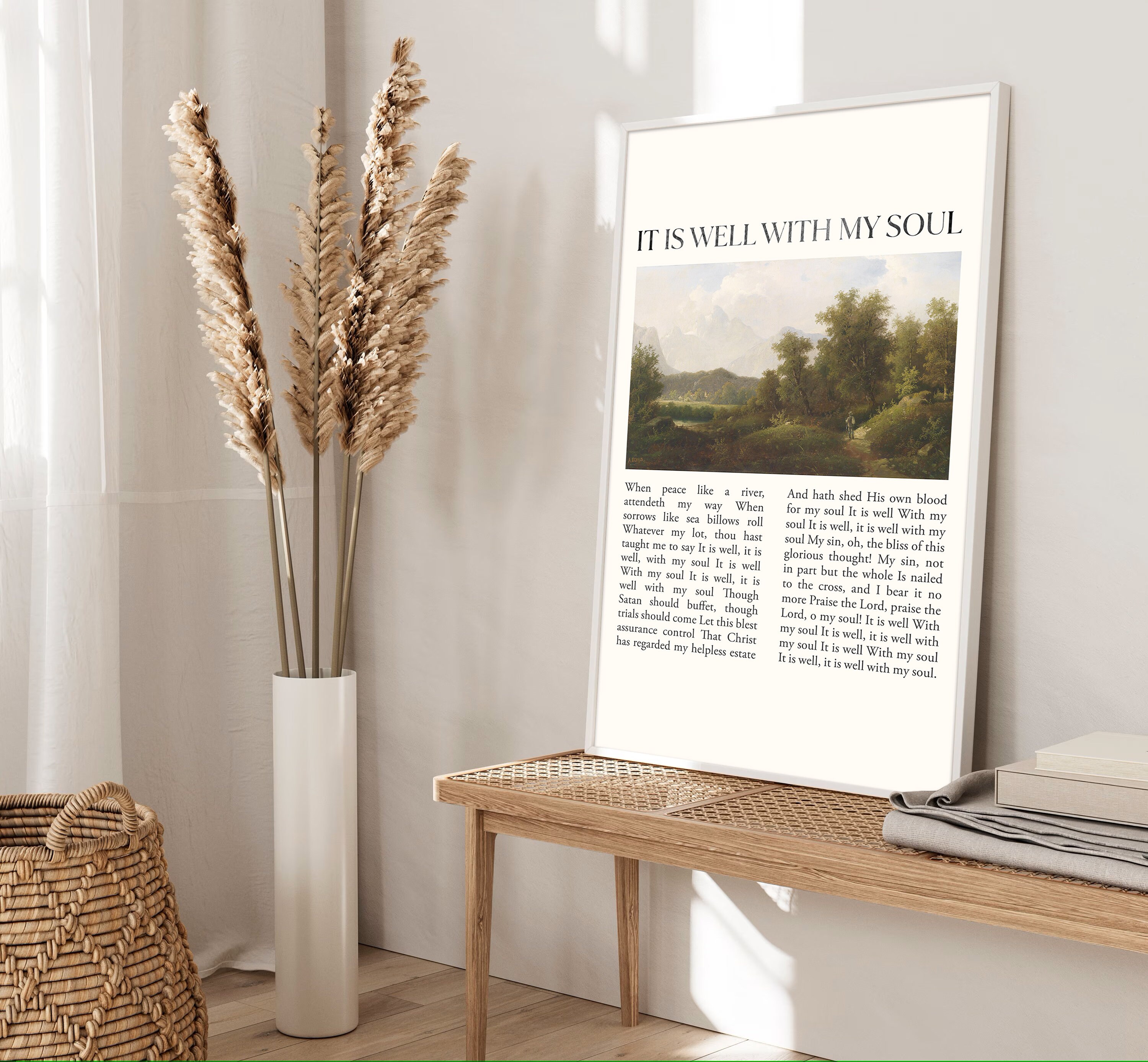 It is Well With My Soul Hymn Lyrics Print Canvas Poster Farm Vintage ...