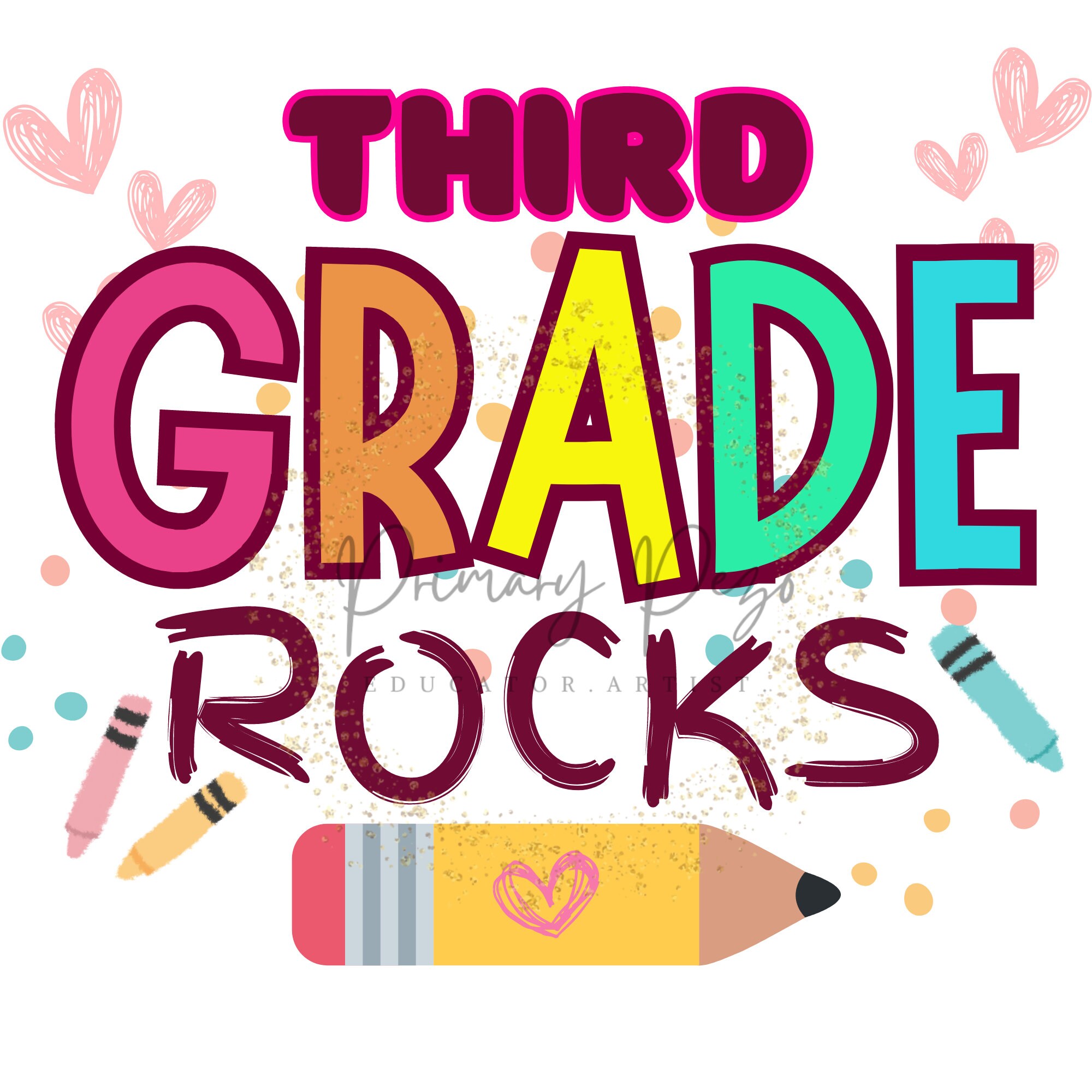 Cute Grade Level Rocks- Kinder to Sixth PNG Files-no Physical Item - Etsy