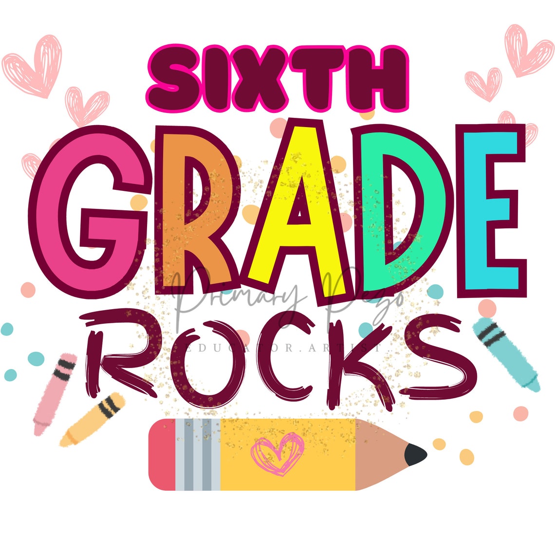 Cute Grade Level Rocks- Kinder to Sixth PNG Files-no Physical Item - Etsy