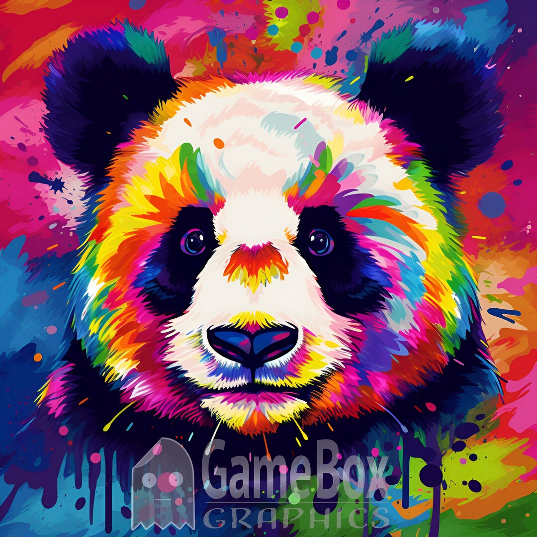 Colorful Panda Image Digital Download - Etsy