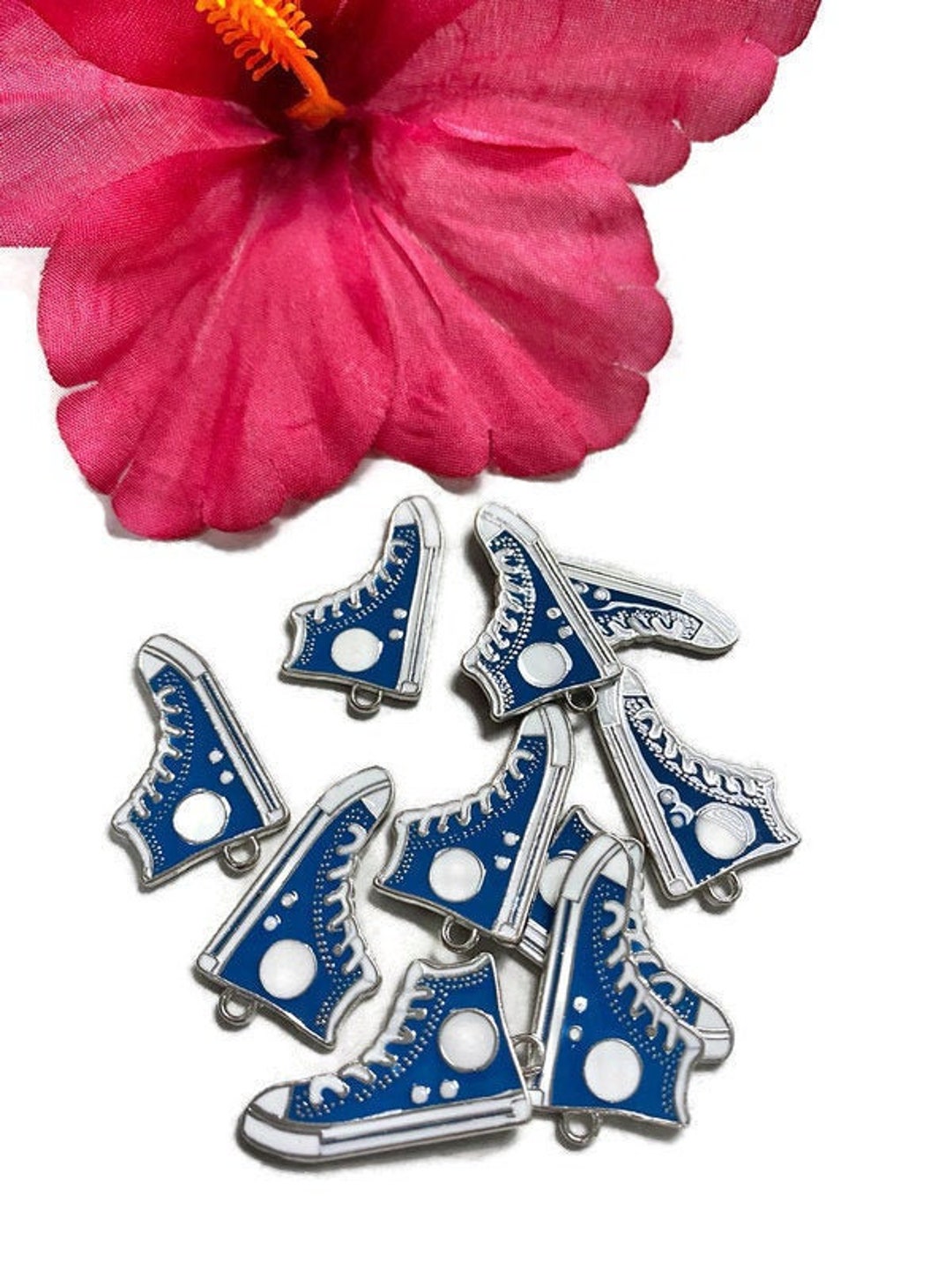 Navy Blue Awareness Walk Tennis Shoe Charms - Alopecia Colon Cancer ...