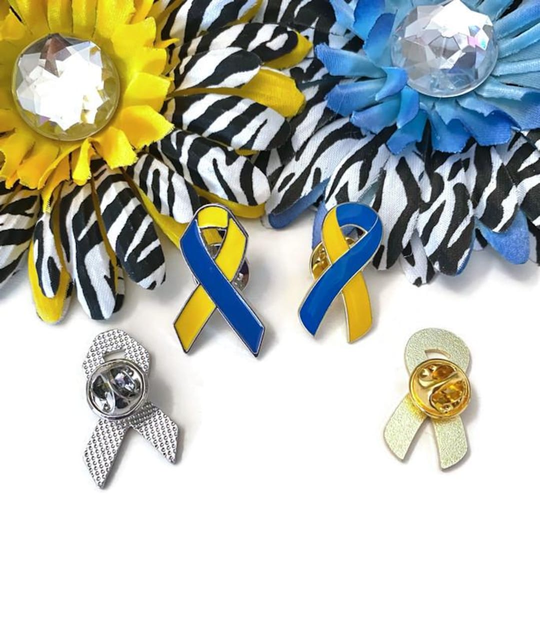 1pc Blue & Yellow Enamel Awareness Pins - Down Syndrome Chromosome ...