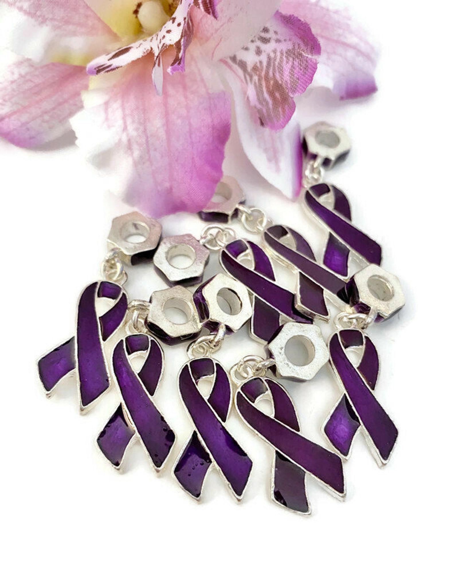 Purple Awareness Dangle Ribbon Charm Alzheimer's Dementia - Etsy UK