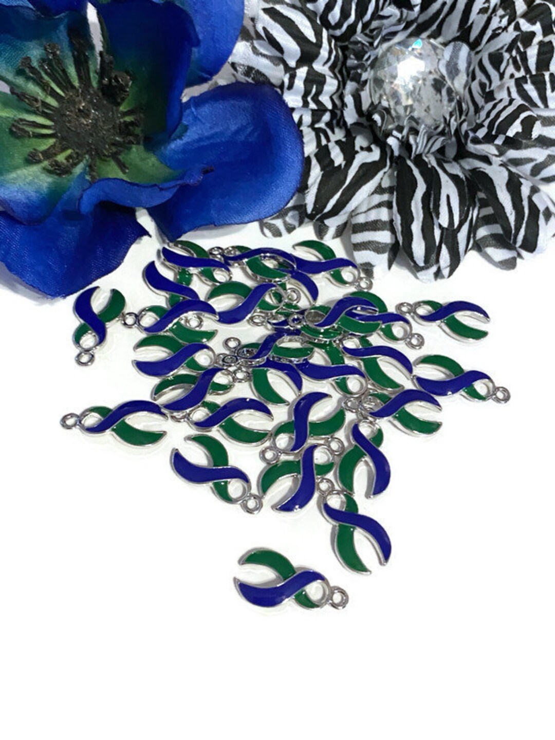 Green & Blue Ribbon Awareness Charm Pendant- Neurofibromatosis ...