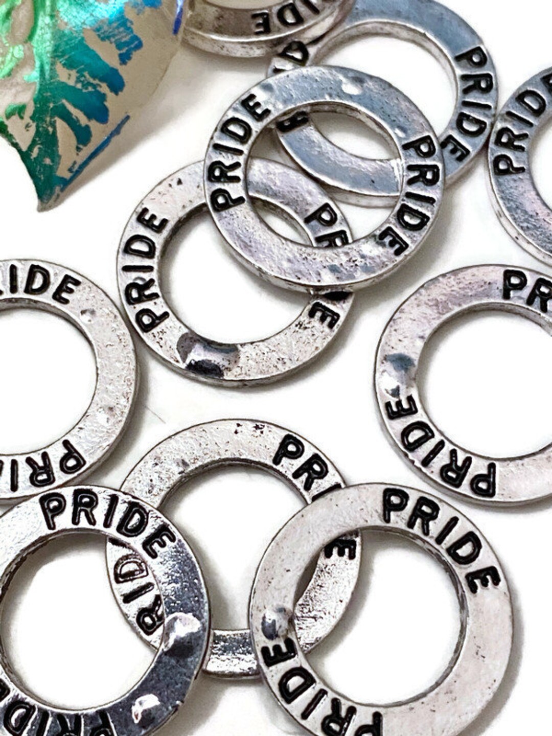 IRREGULAR 10 Pc Pride Affirmation Connector Ring Charms - LGBTQ Gay ...