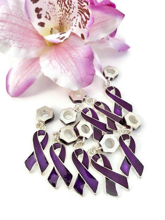Purple Awareness Dangle Ribbon Charm Alzheimer's Dementia | Etsy
