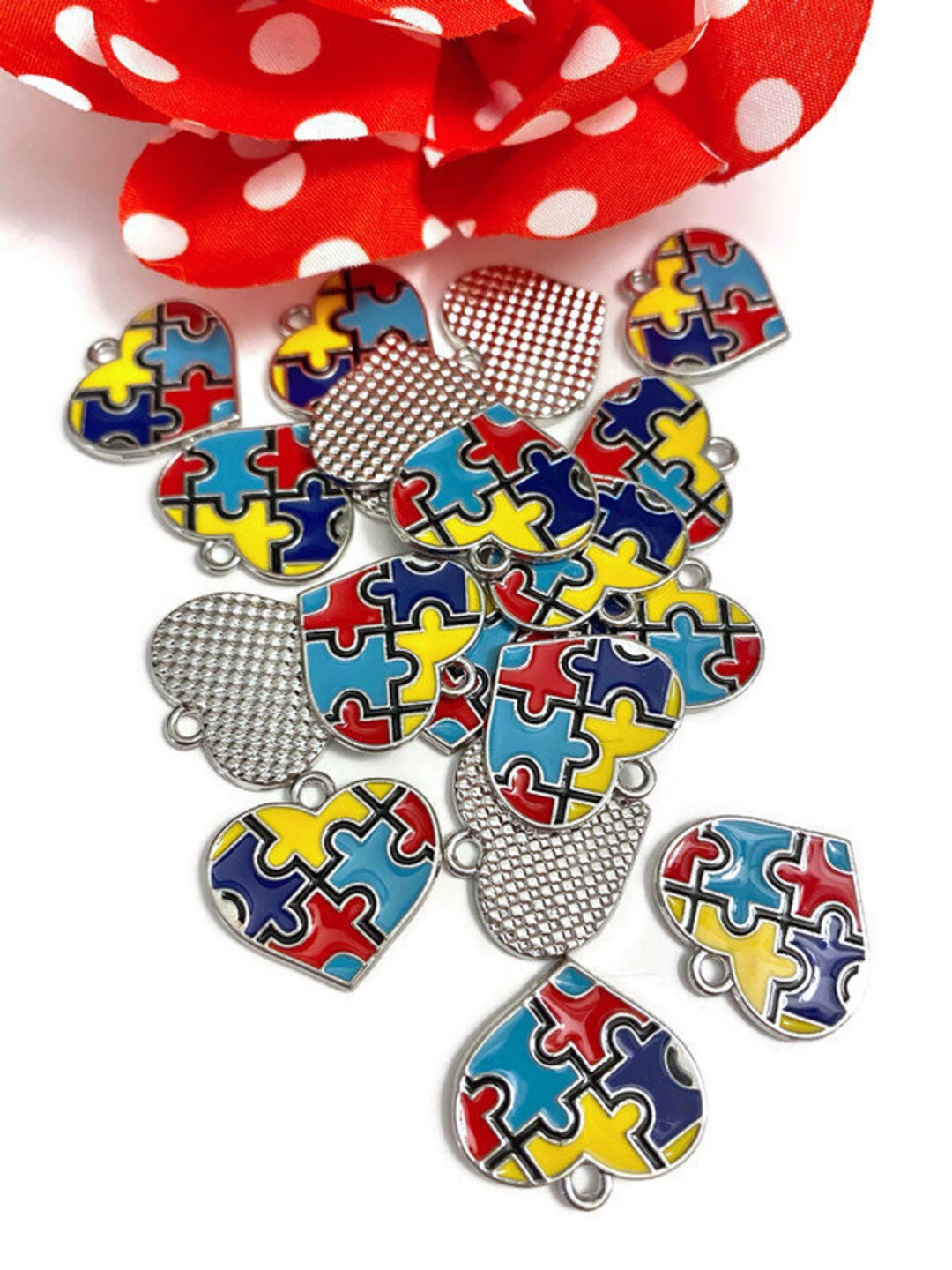 Autism Heart Awareness Enamel Pendant Charms - Puzzle Inspirational ...