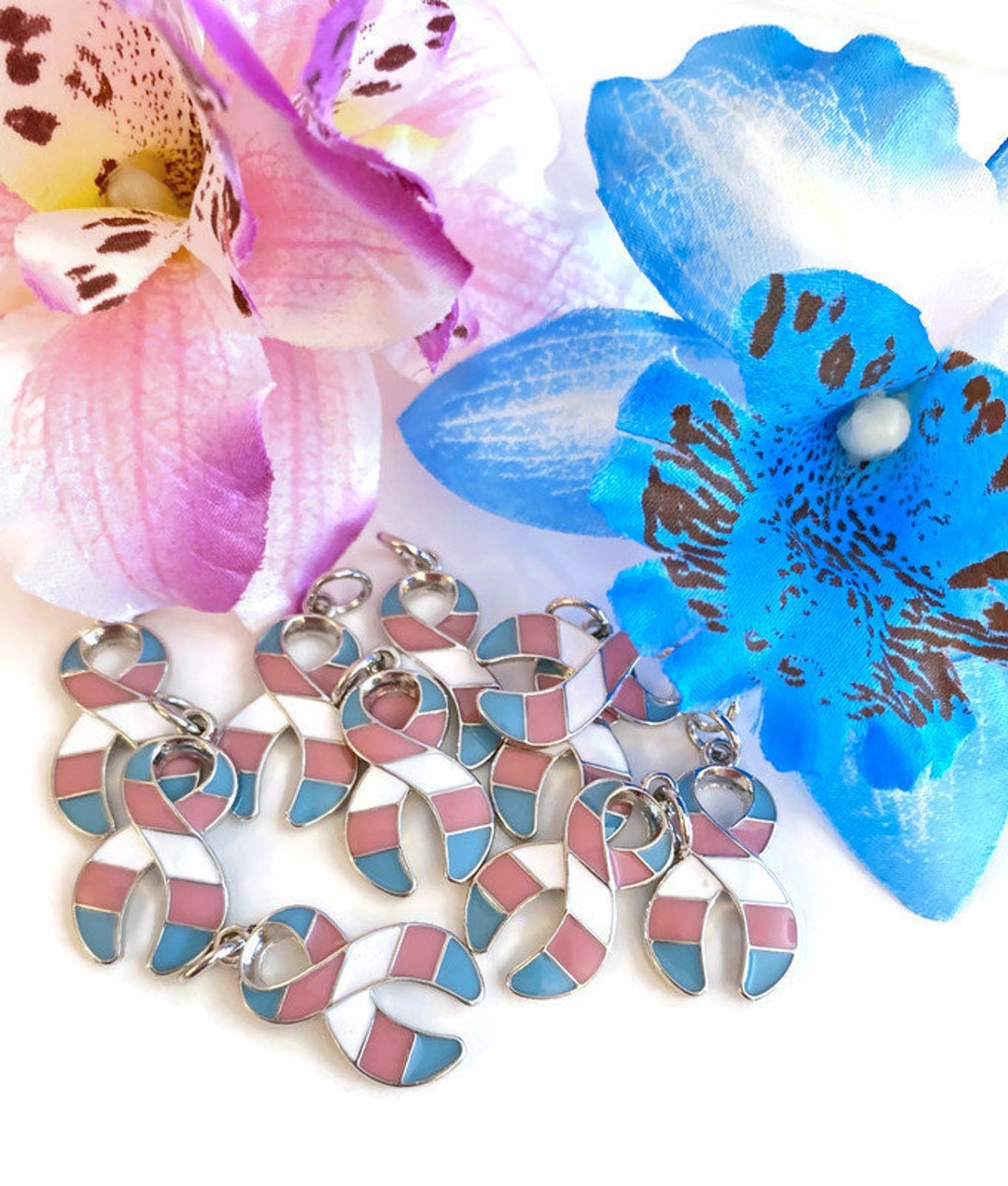 Transgender Awareness Ribbon Charm- Transgender Pride LGBTQ Non-binary ...