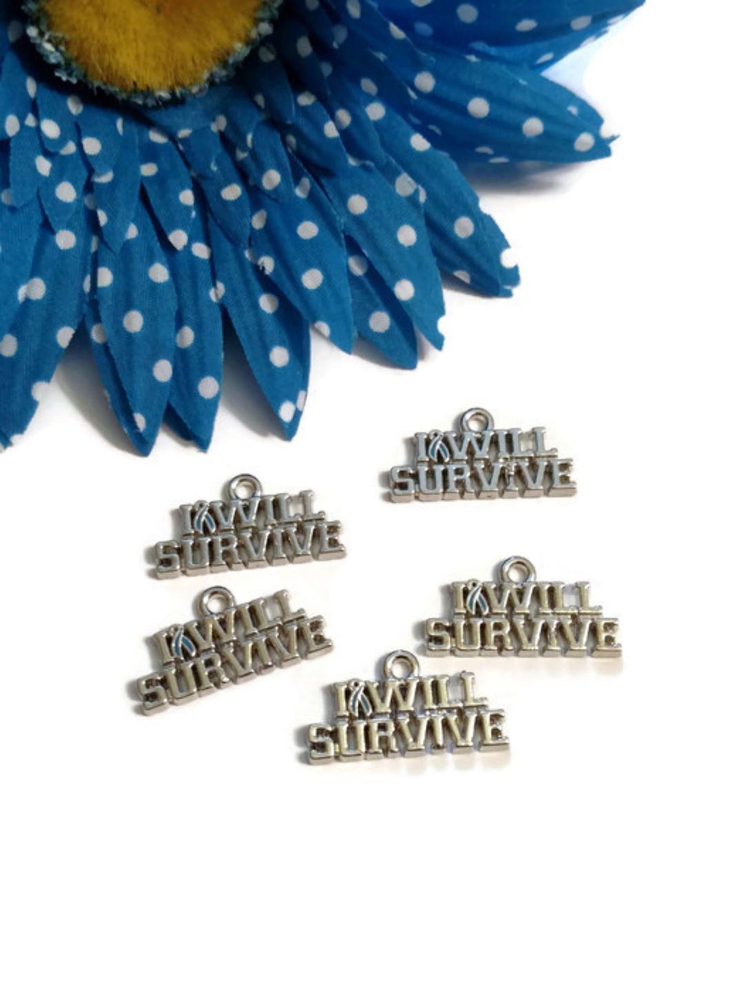 5 Pcs I Will Survive Awareness Pendant Charms - Hope Cancer Support ...