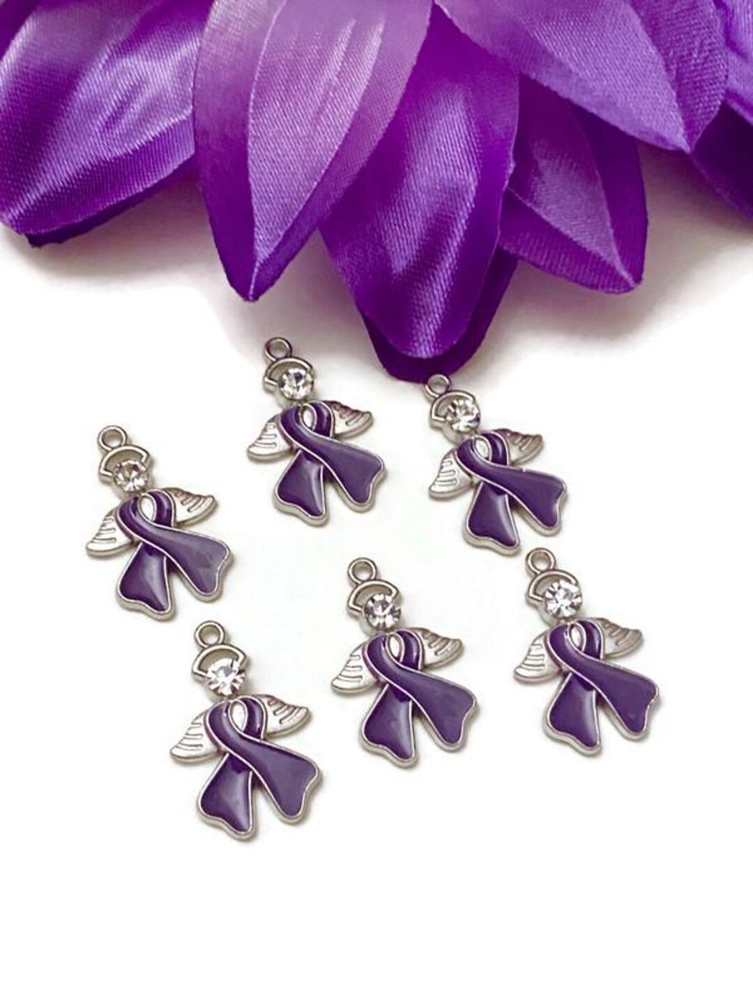 Purple Angel Awareness Ribbon Charms - Alzheimer's Dementia Lupus ...