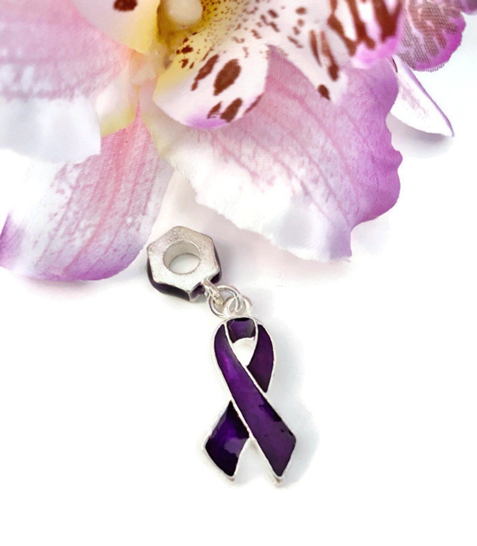 Purple Awareness Dangle Ribbon Charm Alzheimer's Dementia - Etsy UK
