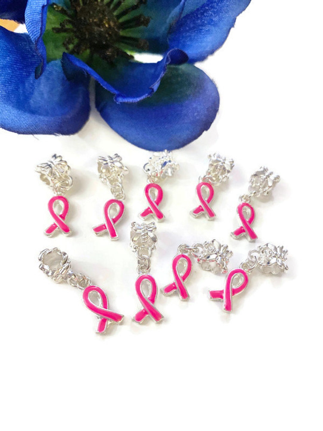 5 Pcs Hot Pink Awareness Dangle Ribbon Small - Breast Cancer Nursing ...