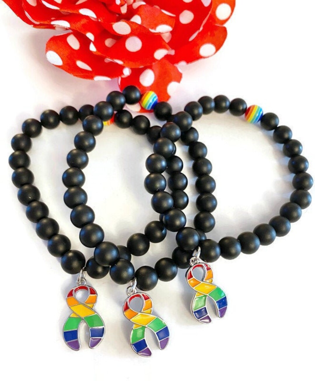LGBTQ Jewelry - Black Natural Stone Bead Bracelet- LGBTQ Awareness ...