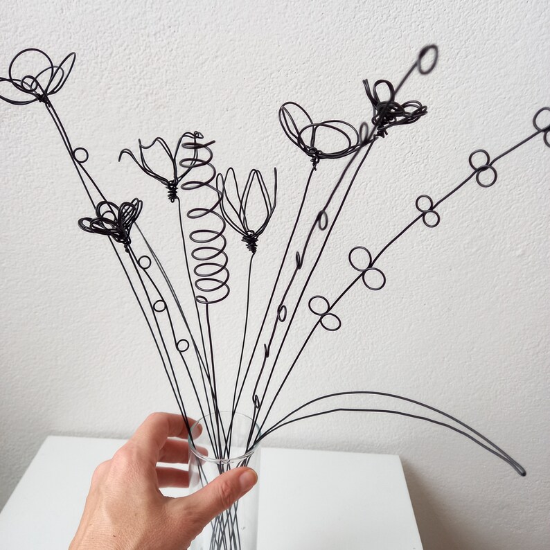 Bouquet Wire Art Flowers Lovely Home Decor Living Room - Etsy