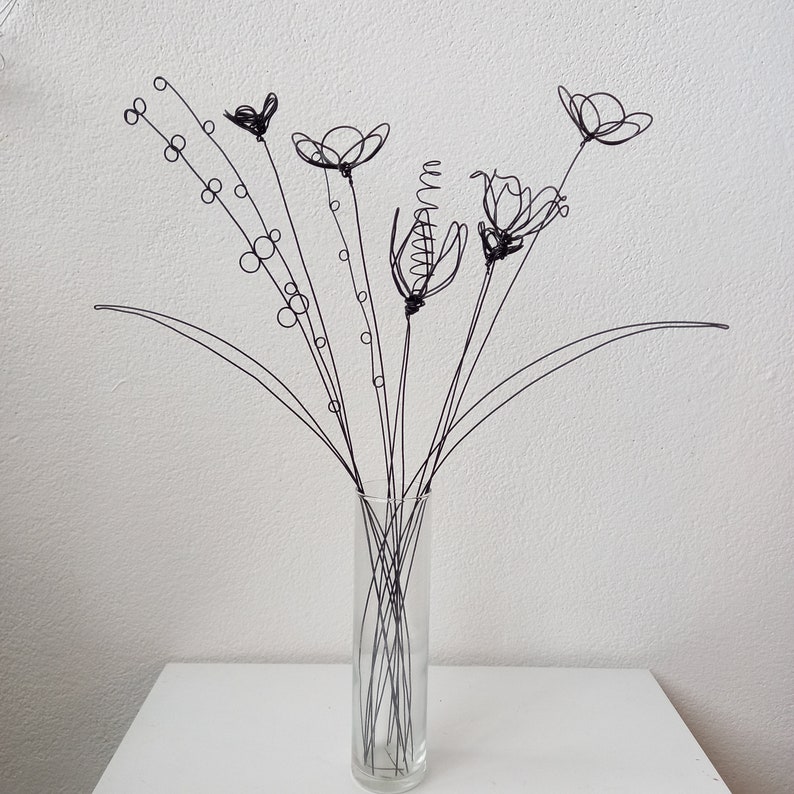 Bouquet Wire Art Flowers Lovely Home Decor Living Room - Etsy