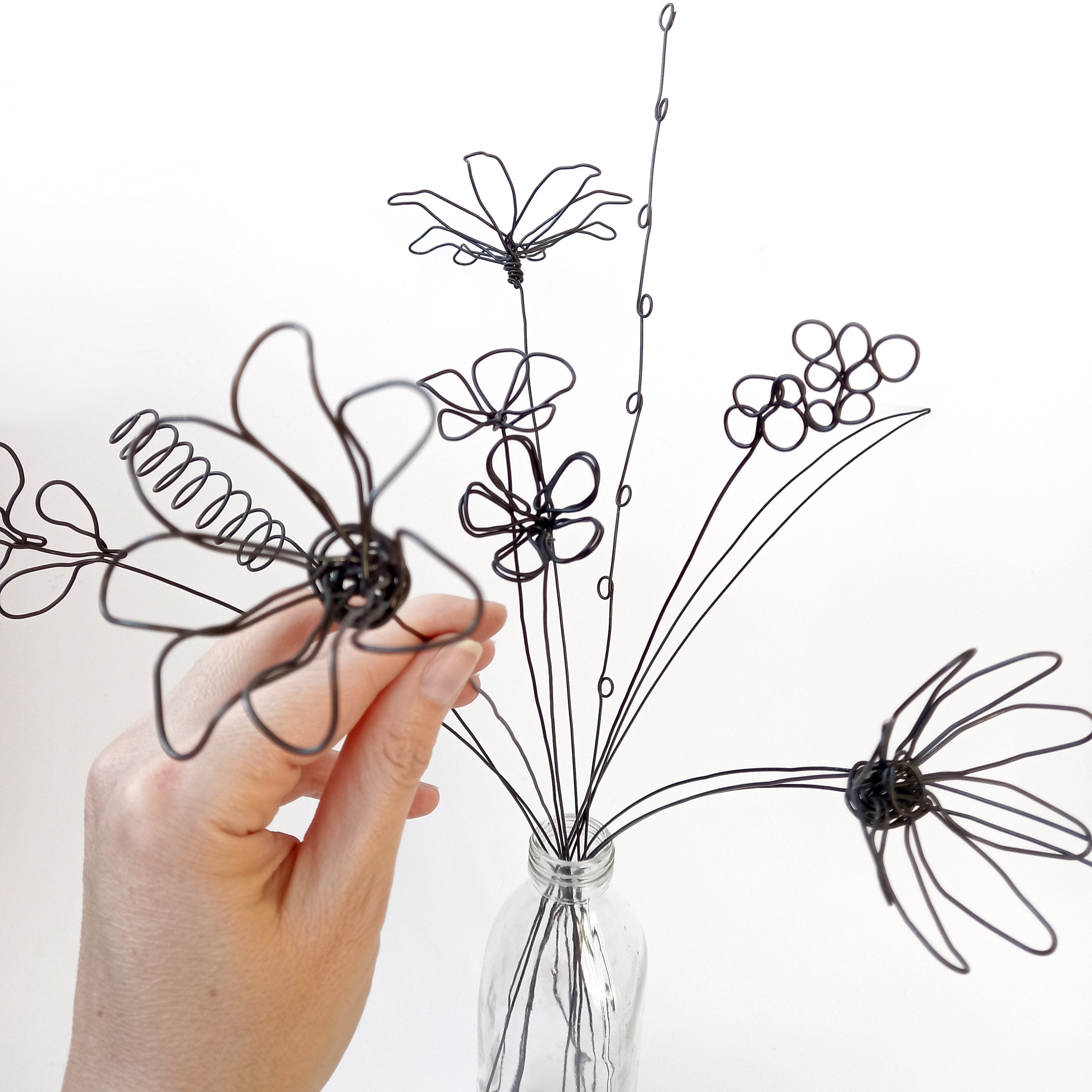 Bouquet Wire art flowers Lovely home décor Living room | Etsy