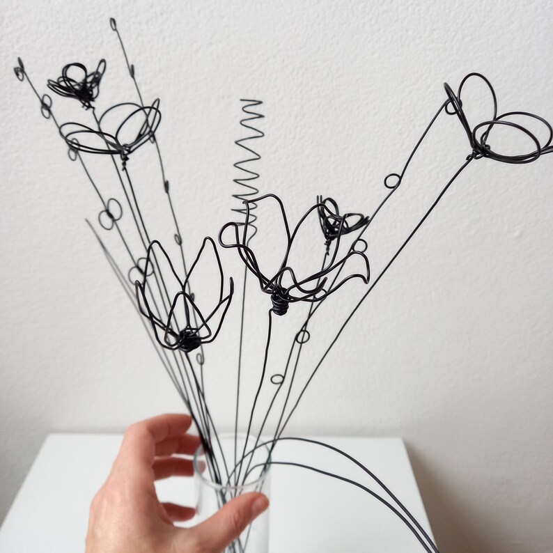 Bouquet Wire Art Flowers Lovely Home Decor Living Room - Etsy