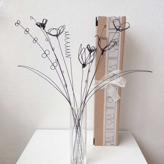 Bouquet Wire Art Flowers Lovely Home Decor Living Room - Etsy