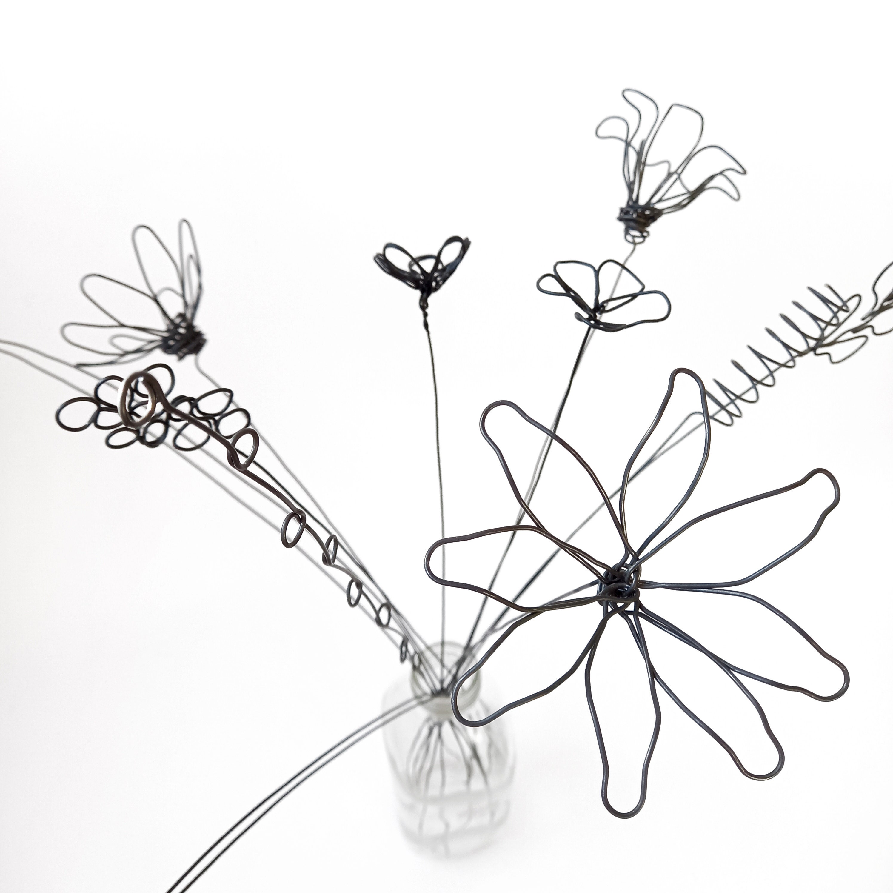 Bouquet Wire art flowers Lovely home décor Living room | Etsy