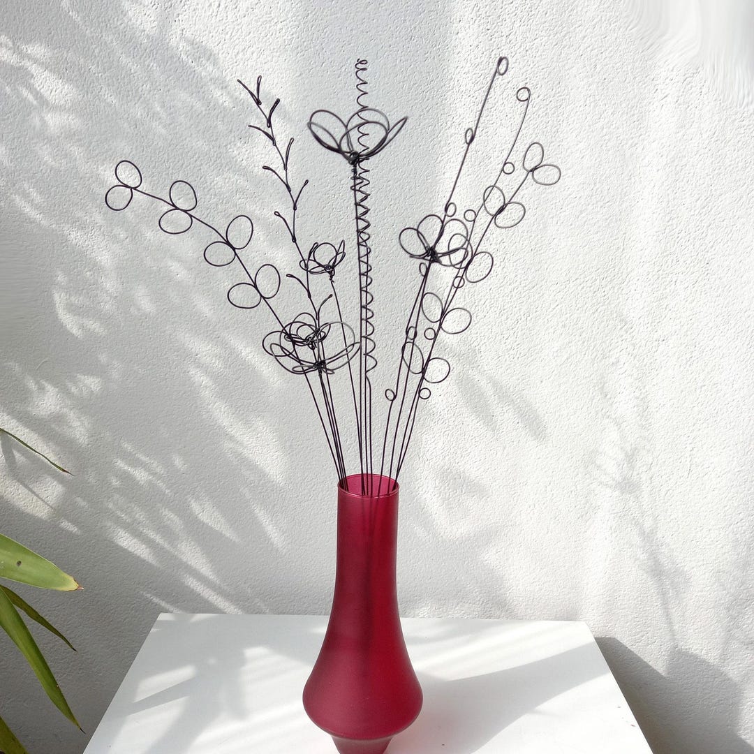 Artistic 3D Wire Flowers for Vase Decoration, Black Wire Sculpture ...