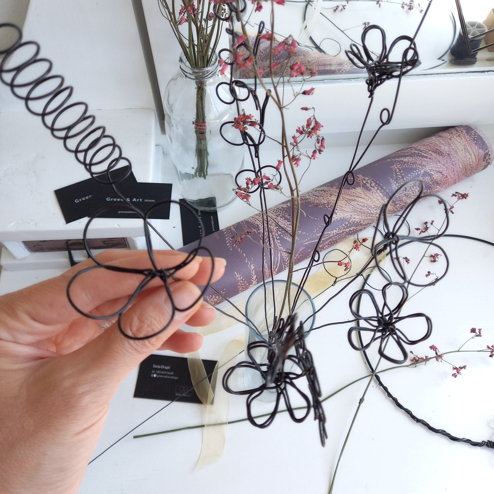 Artistic Flower Bouquet of 3D Wire Flowers for Home - Etsy