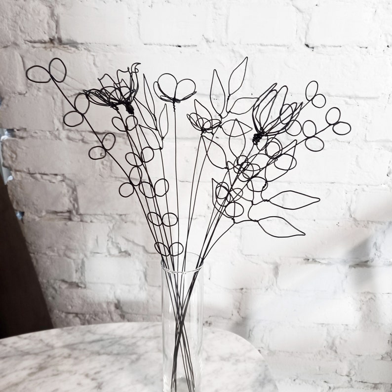 Bouquet de fleurs Art en fil de fer Belle décoration d'intérieur ...