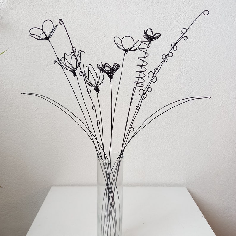 Bouquet Wire Art Flowers Lovely Home Decor Living Room - Etsy