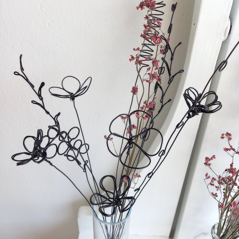 Artistic Flower Bouquet of 3D Wire Flowers for Home | Etsy