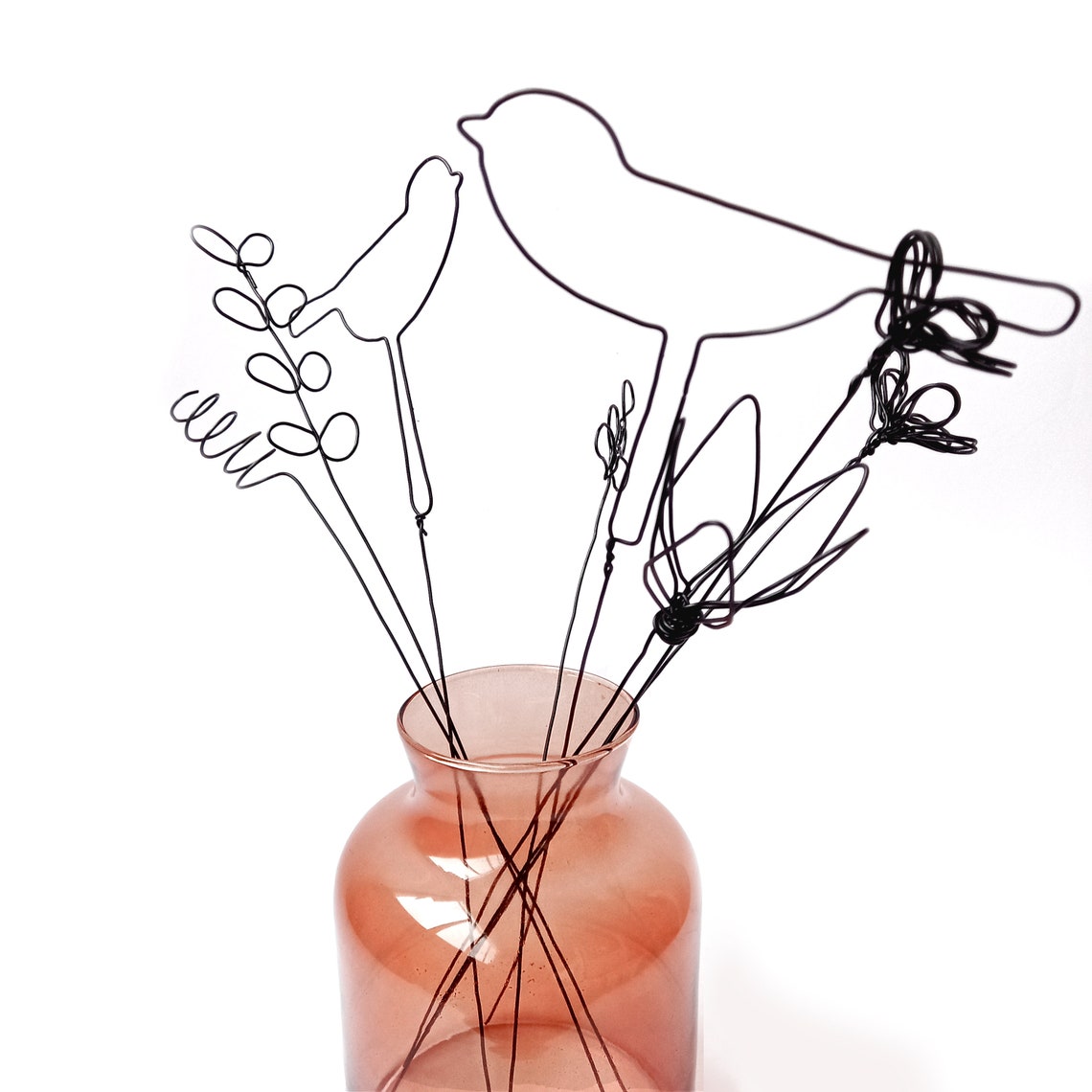 Wire Art Flowers Wire Sculpture two Birds Gifts - Etsy