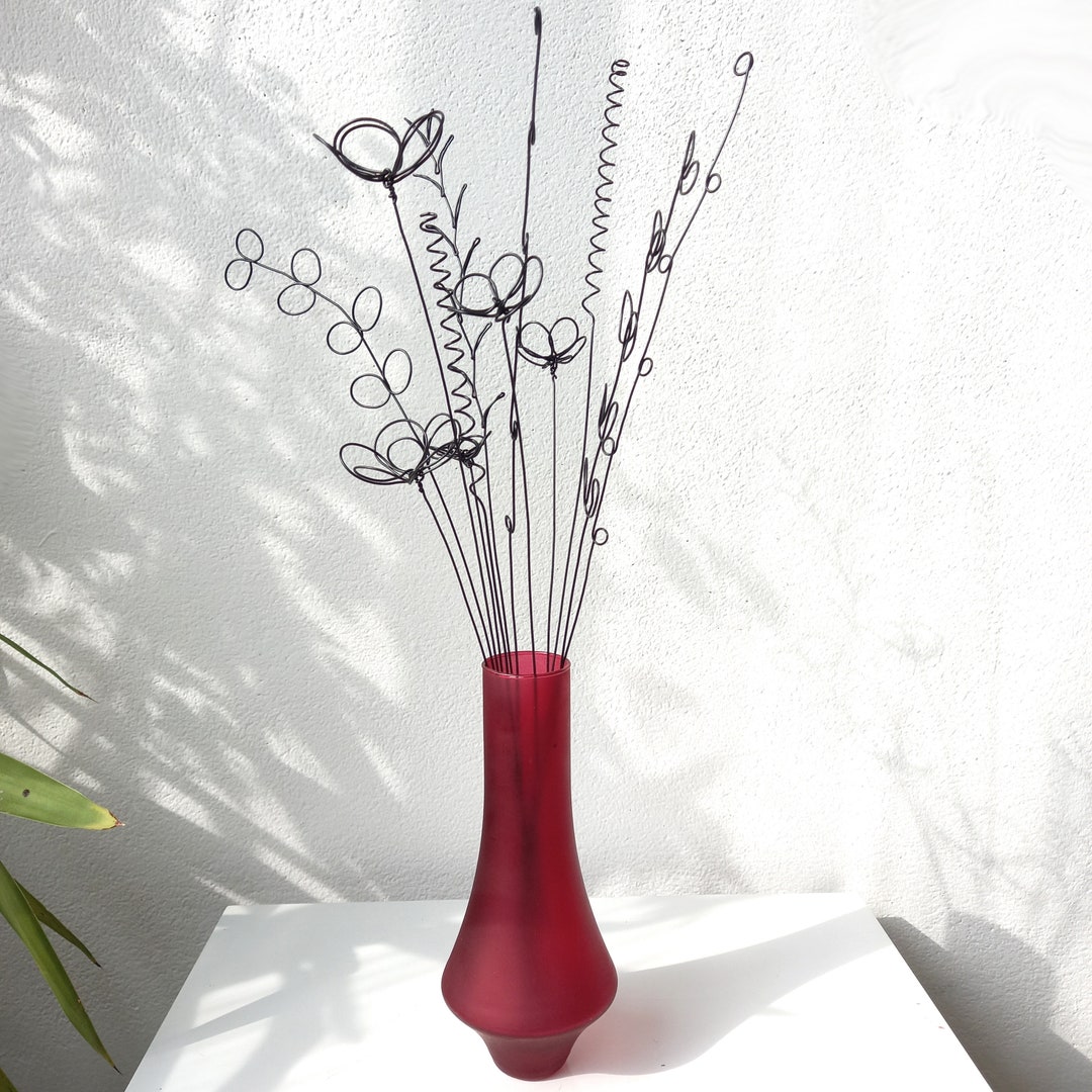 Artistic 3D Wire Flowers for Vase Decoration, Black Wire Sculpture ...