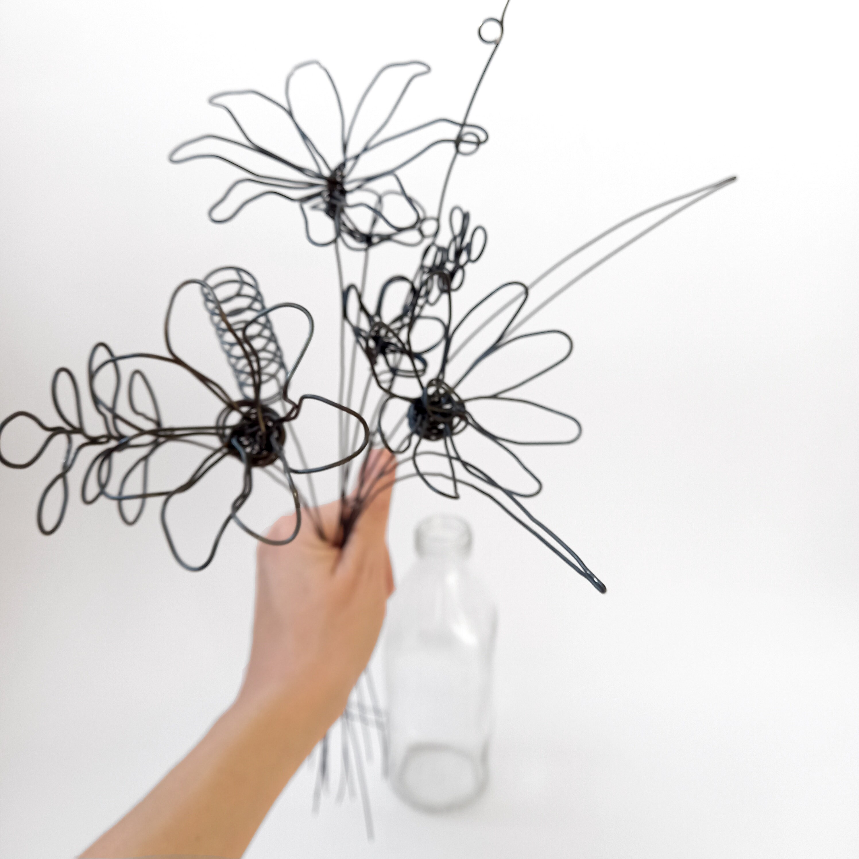 Bouquet Wire art flowers Lovely home décor Living room | Etsy