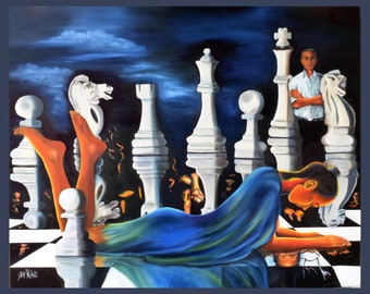 Chess Board Painting | Etsy