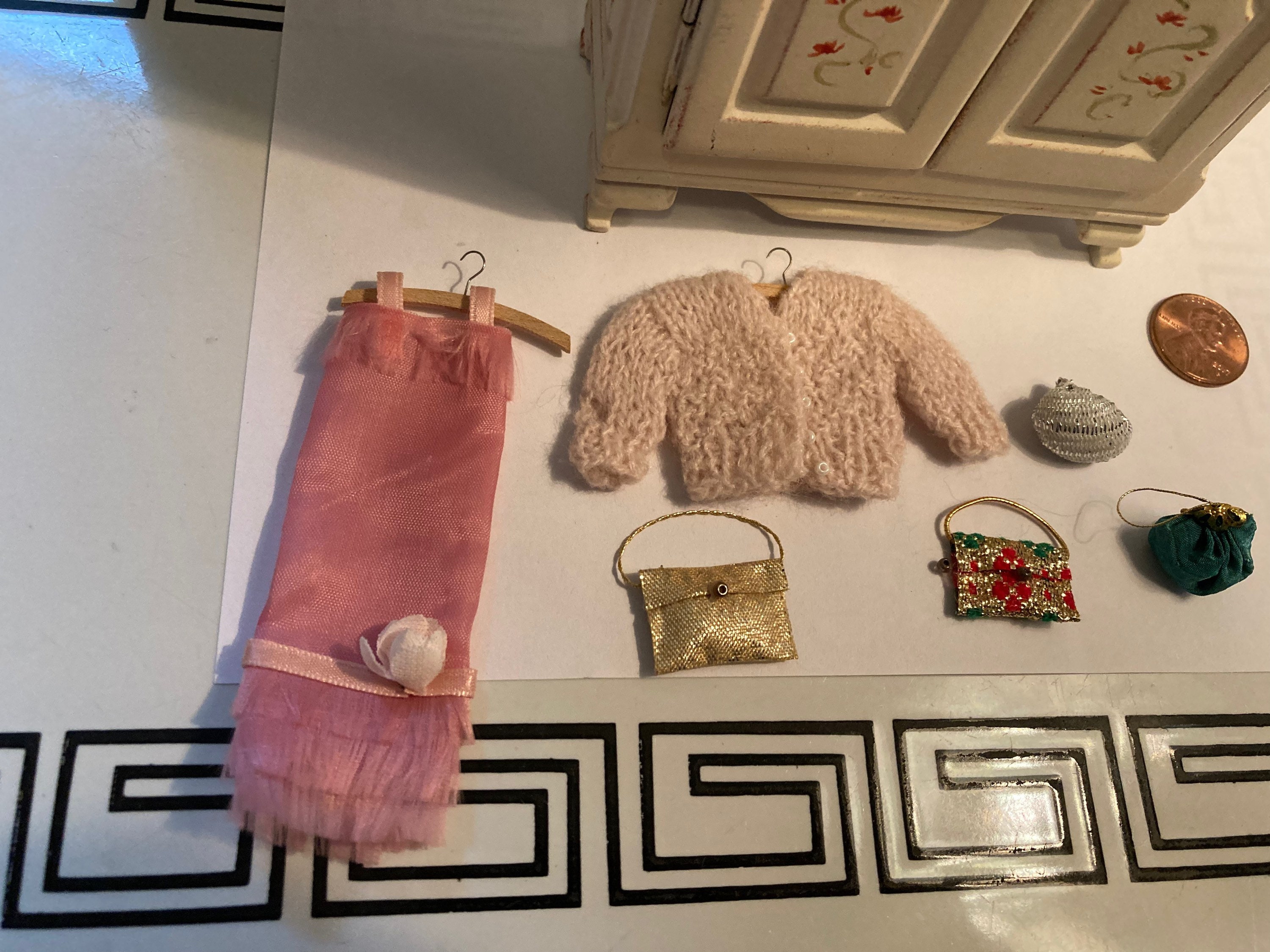 Vintage Miniature Wardrobe With Clothes for Dollhouse and Privacy ...