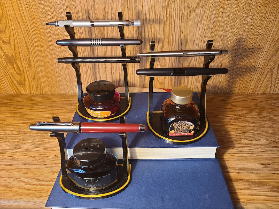 INK AND PEN Holder - 6 Types of Bottles - Fountain Pen Holder Display ...