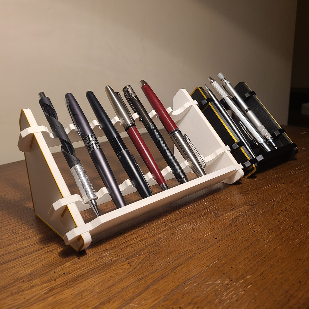 ANGLED Pen Stand - Holds 7, 5 and 3 Pens - Desktop Pen Holder and ...