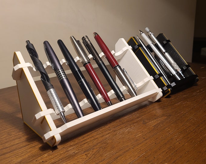 ANGLED Pen Stand - Holds 7, 5 and 3 Pens - Desktop Pen Holder and ...