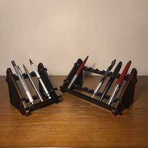 ANGLED Pen Stand - Holds 7, 5 and 3 Pens - Desktop Pen Holder and ...